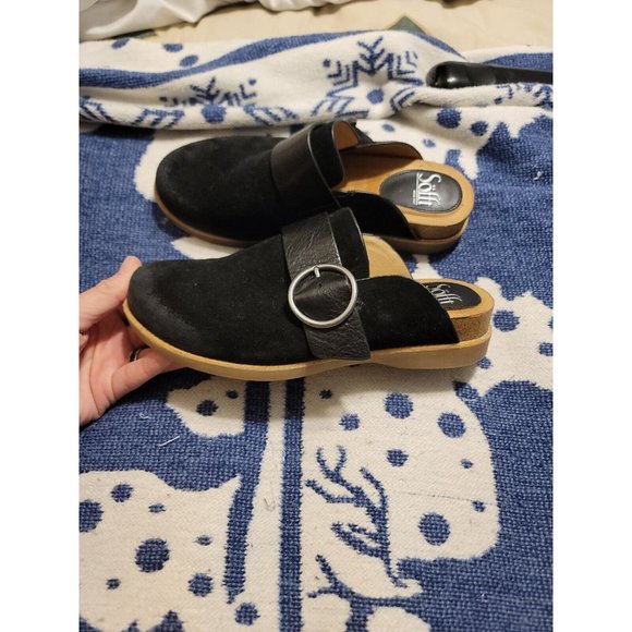 Sofft | Shoes | Sofft Billie Black Suede Slip On Clogs Comfort Shoes ...